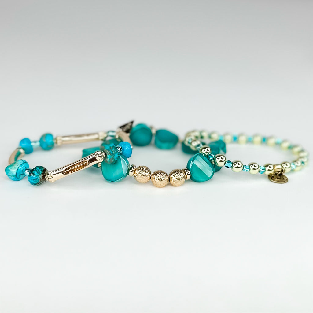 Erimish Just a Drop Turquoise Starter Stack Bracelet Set - 3 piece set – Avery Mae Boutique