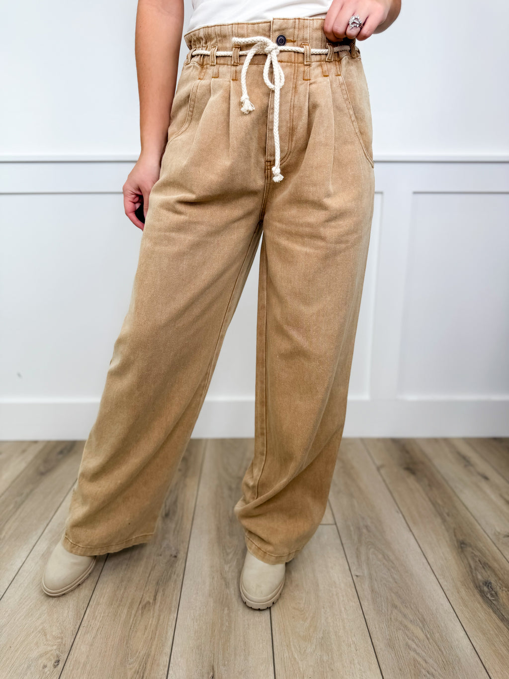 Sew In Love Reason to Be High Rise Cotton Wide Leg Tan Bottoms – Avery ...