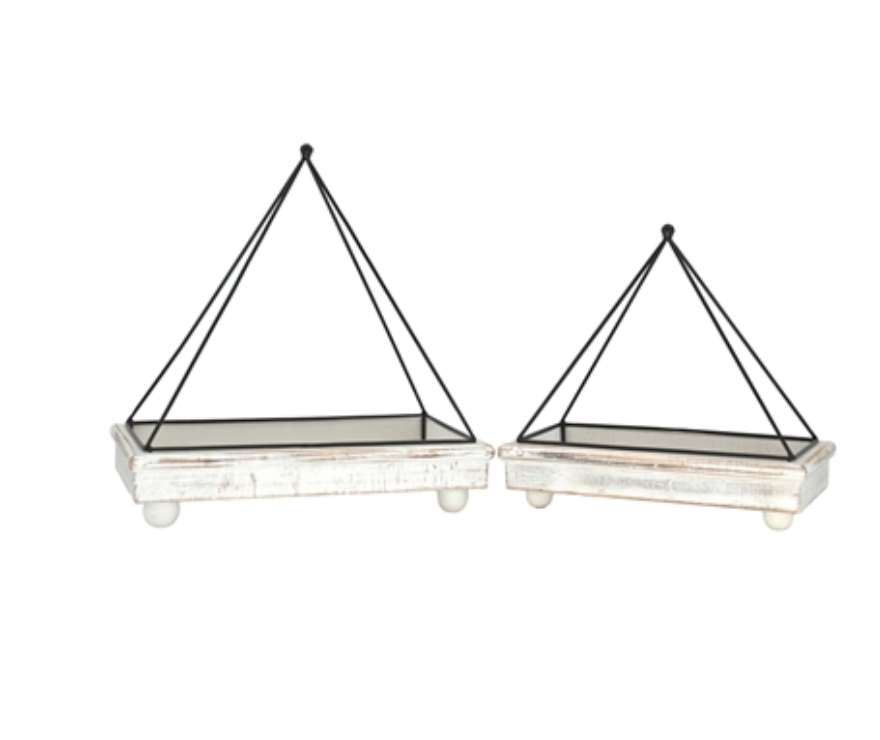 White Wash Wood Pyramid Tray Set – Avery Mae Boutique